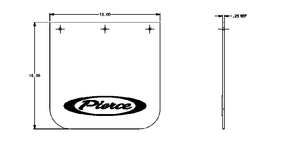 MUD FLAP,16" X 16",PIERCE - pierce