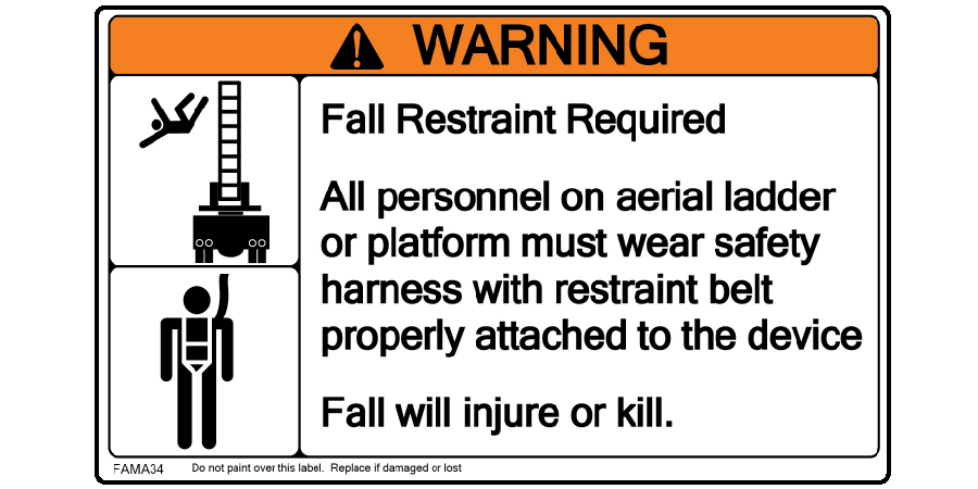 LABEL,SAFETY,FALL RESTRAINT - pierce