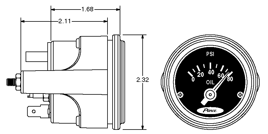 GAUGE,OIL PRESSURE,80PSI - pierce