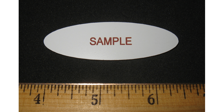 A-SIZE OVAL TAG, RED ON WHITE - pierce