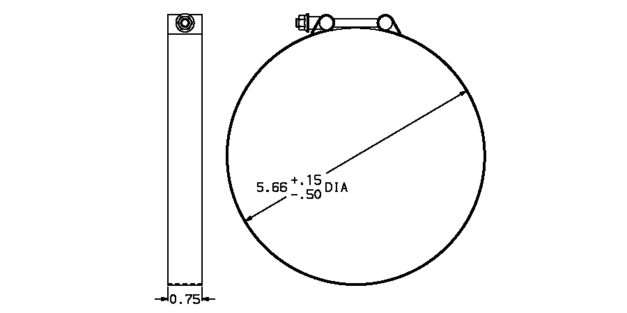 CLAMP,BAND,T-BOLT,5.00",S/S - pierce