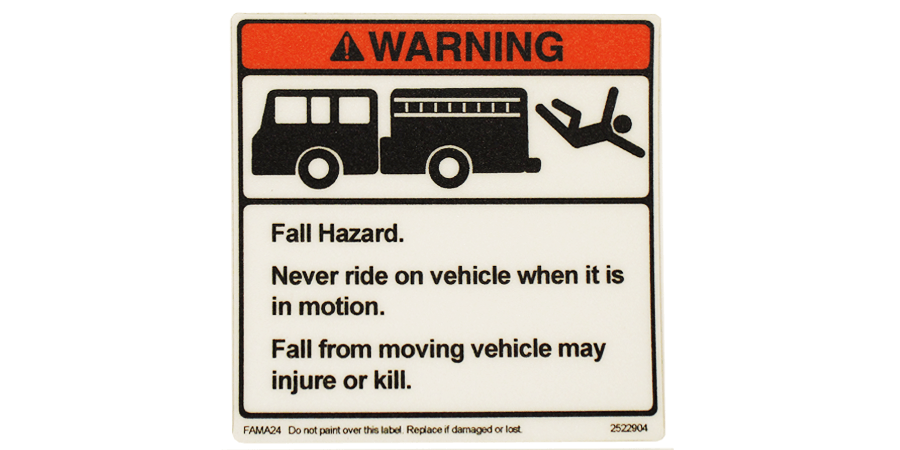 LABEL,SAFETY,MOVING VEHICLE - pierce