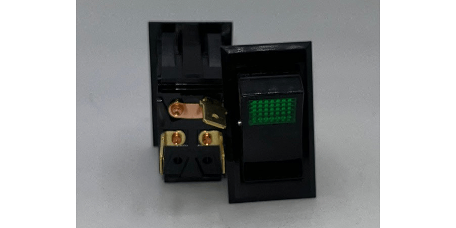 SWITCH,ROCK BLK SPST W/GN LHT - pierce